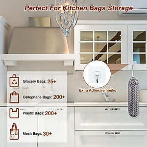 Plastic Bag Holder, Large Grocery Bags Holder, Wall Mount Garbage Plastic Bag Organizer, Shopping Bag Storage Dispenser Trash Bag Holder ​for Home Kitchen Travelling Drawstring Washable, 2 Pack (Gray)