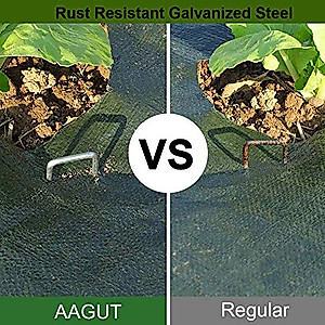 AAGUT 12 Inch 8 Gauge Galvanized Garden Landscape Staples Fence Stakes 20 PCS Anti-Rust Landscape Pins for Secure Lawn Fabric, Weed Barrier Fabric, Ground Cover, Dripper Irrigation Tubing Soaker Hose