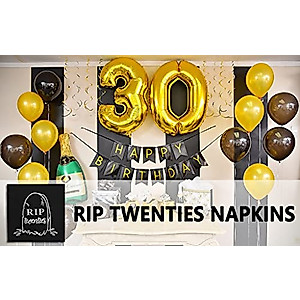 RIP Twenties Napkins,Death to My 20s Napkins, 30th Birthday Napkins,RIP to My 20s Birthday Decorations,Death to My 20s Birthday Decorations,30th Birthday Party Supplies(5 x 5 In, Silver Foil, 50-Pack)