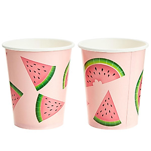 288-Pieces Watermelon Party Supplies with Plates, Napkins, Cups, and Cutlery, One In A Melon Party Decorations for Girls Summer Birthday Party, Baby Shower (Pink, Serves 48)