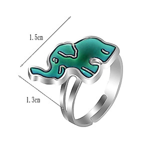 Generic 1Pc Color Change Finger Ring Elephant Shape Mood Ring Adjustable Open Ring Creative Ring for Kids Women, 1.5x1.3cm, 36916L17OA3EJDR