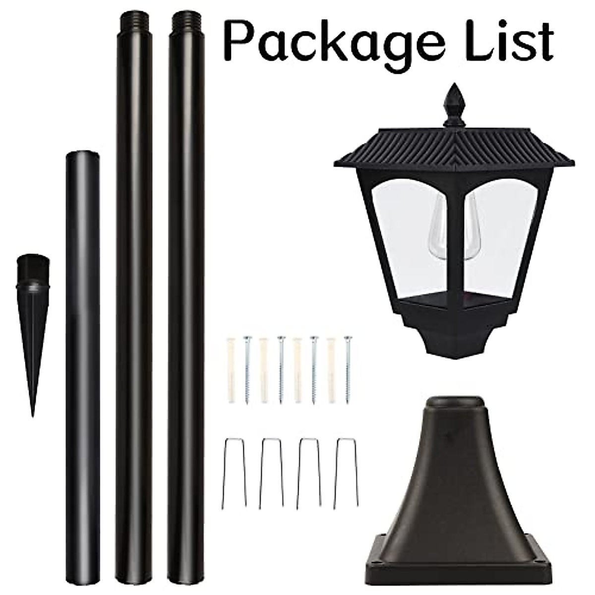 Dynaming 100 Lumen Solar Post Lights, 67 Inch Outdoor Solar Powered Vintage Street Lights, LED Edison Bulb Solar Post Lamp Waterproof for Garden Patio Lawn Pathway Driveway Backyard, Warm White