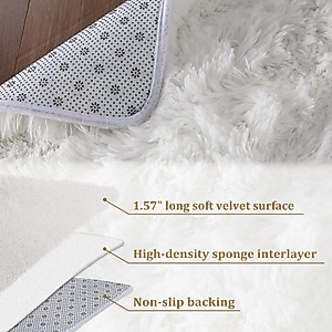 GAOMON 8x10 Area Rug for Living Room Fluffy Rugs Shaggy Carpet Shag Rug for Kids Room Plush Furry Rugs Decorative Comfy Fuzzy Accent Rug for Indoor Home Floor Carpet, White