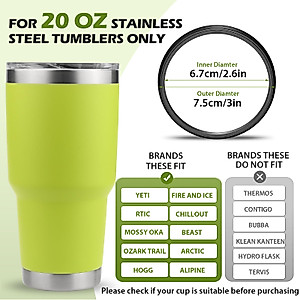 Gasket Replacement for Yeti, 6 Pack 20 oz Lid Seal for Yeti Stainless Steel Insulated Tumbler Mugs, Silicone O-Ring Parts with A Tweezer