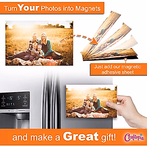 Craftopia Magnetic Sheet 8" x 10" Pack of 10 | Magnetic Sheets for Your Photos or Drawings to Stick on Your Fridge - Flexible Magnets with Adhesive Backing for Craft | Premium Quality