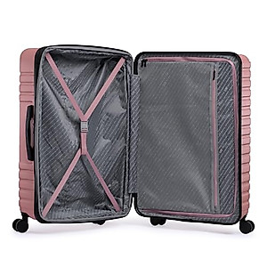 U.S. Traveler Boren Polycarbonate Hardside Rugged Travel Suitcase Luggage with 8 Spinner Wheels, Aluminum Handle, Pink, Checked-Large 30-Inch