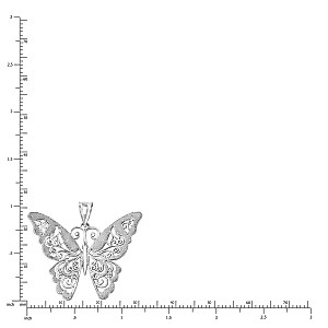 Honolulu Jewelry Company Sterling Silver Filigree Butterfly Nature Necklace Pendant with 18" Box Chain