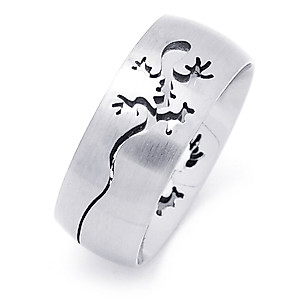 DoubleAccent 9MM Stainless Steel Cut-Out Lizard Comfort Fit Wedding Band Ring (Size 7 to 14) Size 11