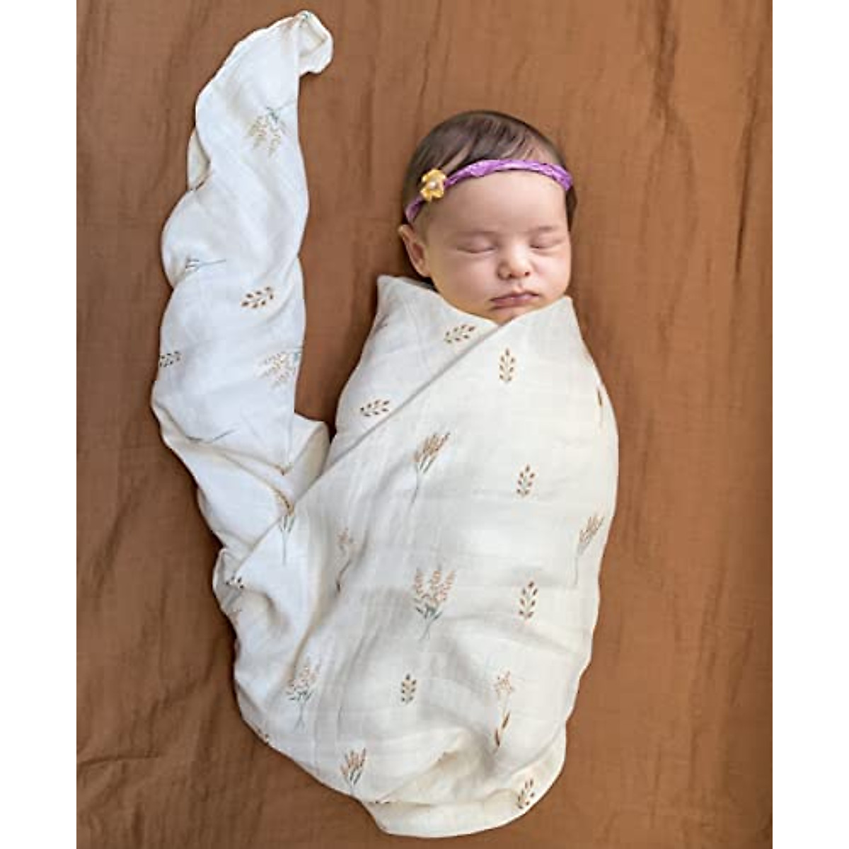 Leyl&Ari Muslin Swaddle Blanket | Receiving Blankets for Baby Boy Girl | Floral Swaddle Blanket (Wild Herbs)