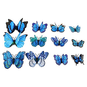 3D Butterfly Decor,Wall Decal Butterfly,36 PCS 3D Butterfly Stickers with Double Wings, Sponge Gum and Pins, Removable Wall Sticker Decals for Room Home Nursery Decor