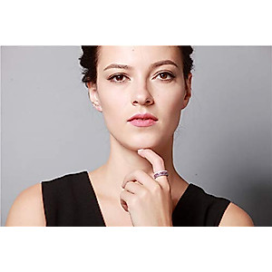 Uloveido 2mm Round CZ Crystal Stackable Ring Eternity Bands for Women CZ Anniversary Ring for Wife (Red, Size 9) Y115