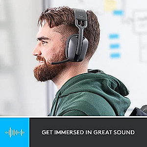 Logitech Zone Vibe 125 Wireless Headphones with Noise-Canceling Microphone, Bluetooth, USB-A Receiver; Works with Zoom, Google Voice/Meet, Mac/PC - Graphite