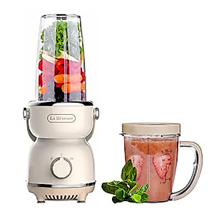 La Reveuse Personal Size Bullet Blender 300 Watts for Shakes Smoothies Seasonings Sauces with 17 oz Cup / 10 oz Mug,Retro Style
