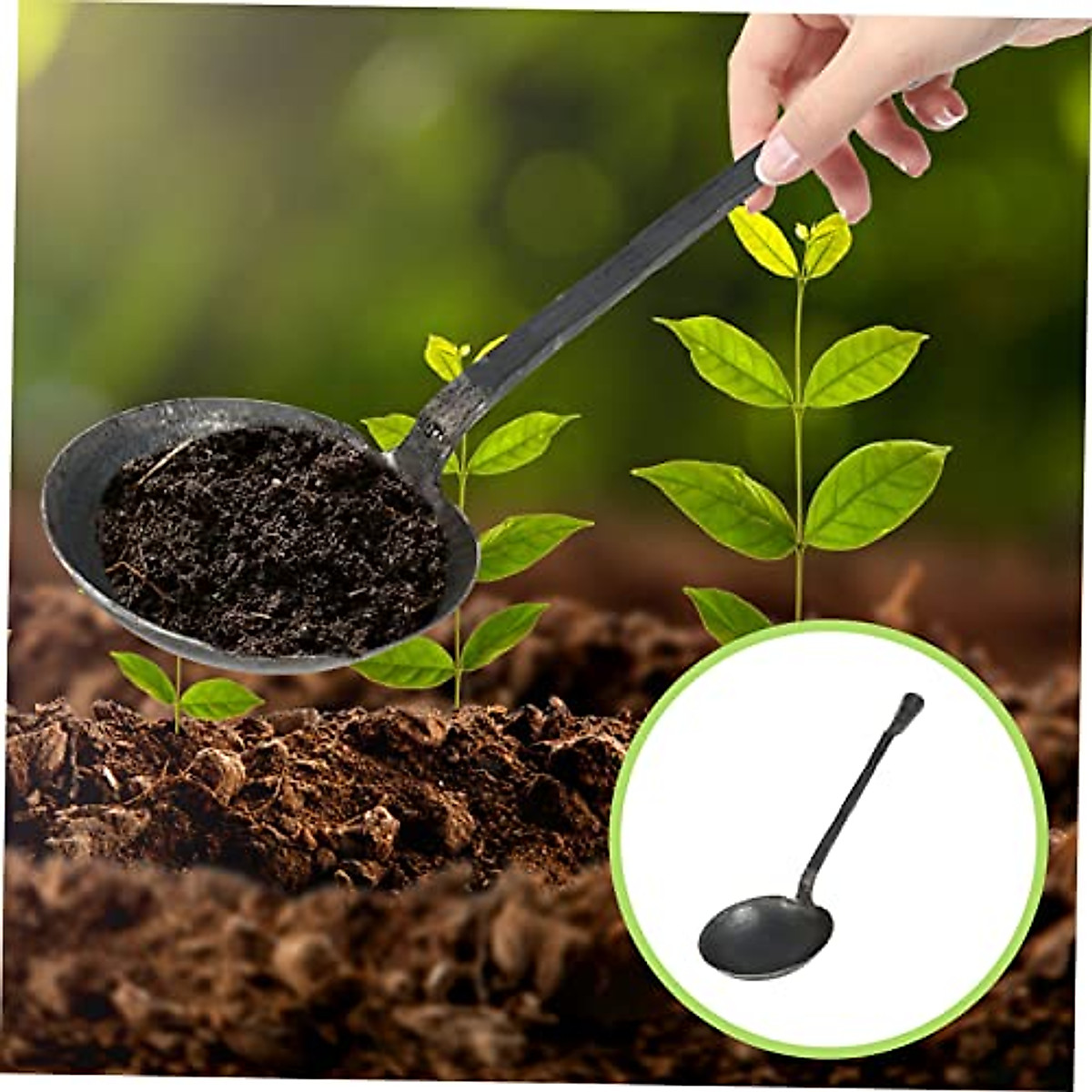 GANAZONO 4pcs Forged Iron Spoon Metal Spoons Dog Food Measuring Scoop Fertilizer Scooper Mini Scoop Vegetable Planting Tools High Carbon Steel Spoon Garden Shovel Dark Grey Cat Food Forging