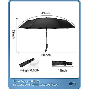 UVANTI Compact Travel Umbrella - Pocket Portable Small Mini Folding Windproof umbrella - Car Backpack Purse Automatic Umbrellas for Rain