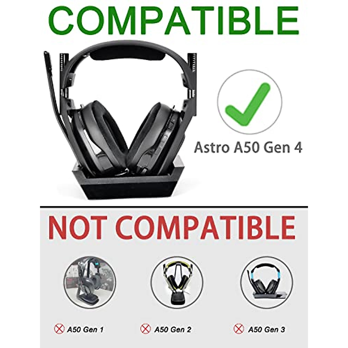 A50 Gen 4 Mod Kit - defean Replacement Earpads and Headband Compatible with Astro A50 Gen 4 Headset,Ear Cushions, Upgrade High-Density Noise Cancelling Foam, Added Thickness (Black Breathable Fabric)