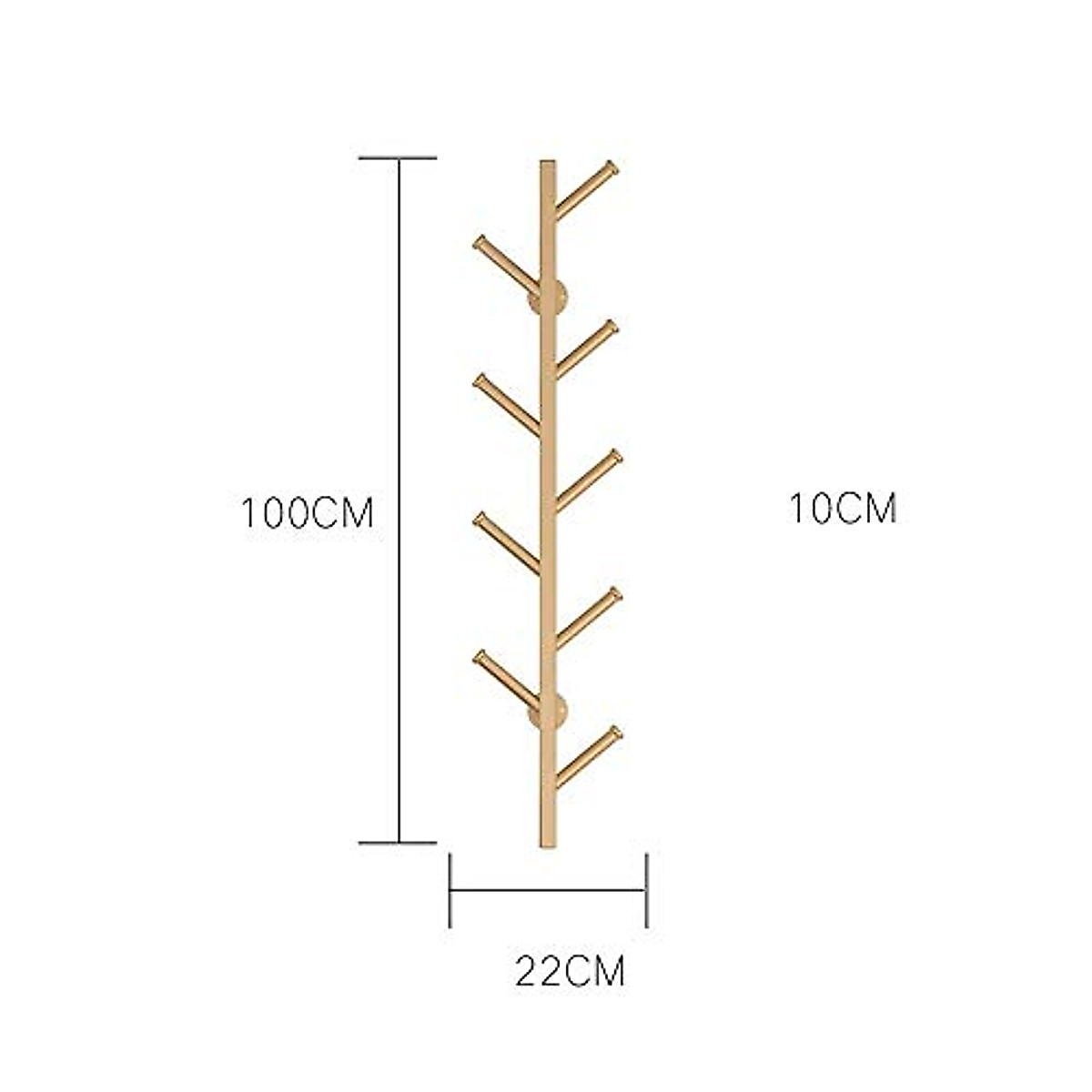 KLHHG 9 Hooks Coat Rack Wall Metal Wall Hanging Living Room Bedroom Decorative Clothes Rack All Hat Rack Metal Furniture (Color : Gold)