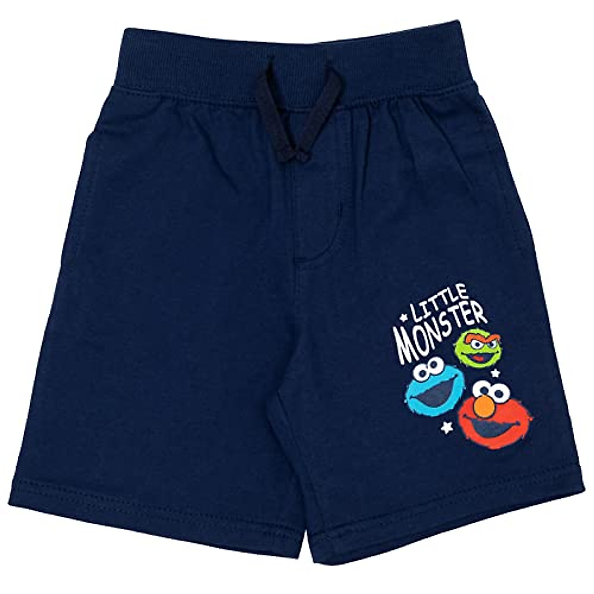 Sesame Street Elmo Grover Oscar The Grouch Baby Boys French Terry 3 Pack Shorts Blue/Grey/Red 24 Months