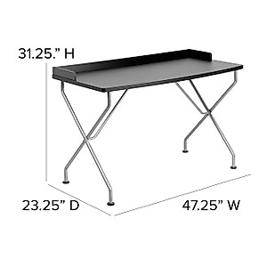 Flash Furniture Black Computer Desk with Raised Border and Silver Metal Frame