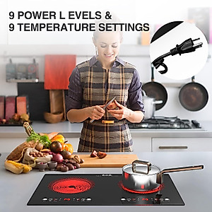 24 Inch 110V Electric Cooktop - 2 Burner Plug-in Stove