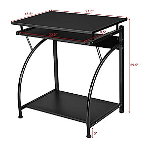 ADTEST , Gaming Table with Movable Keyboard Tray& CPU Holder, Workstation Made of P2 Environmental Material, Black