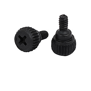 uxcell Computer PC Case Metal Flat Head Knurled Thumb Screw M3.5x6mm Black 30pcs