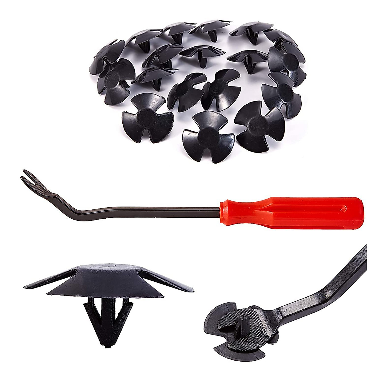 FEBRYTOLD Hood Insulation Retainer Clips - 40 Pcs Hood Insulation Retainers for Jeep Chrysler Dodge Ram Replace OEM 4878883AA LH LHS Nylon Clip with 1 Pcs Plastic Fastener Remover