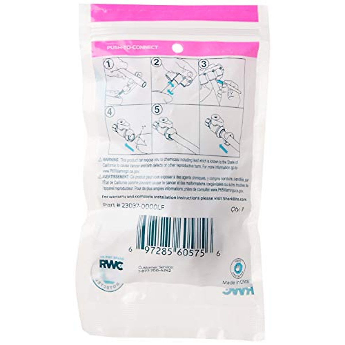 SharkBite 1/2 x 3/8 Inch Compression Straight Stop Valve, Quarter Turn, Push to Connect Brass Plumbing Fitting, PEX Pipe, Copper, CPVC, PE-RT, HDPE, 23037-0000LF