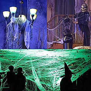 TAOMOCO 1200 sqft Halloween Spider Web Decorations Super Stretch White Webbing Spooky Cobwebs with Fake Spiders for Indoor Outdoor Halloween Party Decorations Bar Haunted House