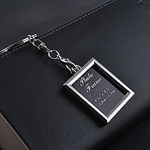 YALLNASL Memorial Photo Keychain Gifts Picture Frames Keyring Photo Frame Anniversary Christmas Gifts for Women Men In Memory of Loved One Gifts Silver Rectangle
