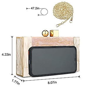 Rkrouco Multicolor Acrylic Clutch Purse Women Evening Handbag Perspex Crossbody Bag-Apricot