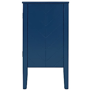 Knocbel Vintage Storage Cabinet with 3 Doors and Adjustable Shelf, Entry Hallway Foyer Console Table Buffet Sideboard Cupboard Coffee Bar, 99lbs Weight Capacity (Navy Blue)