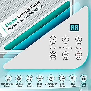 8500 BTU Portable Air Conditioner with Remote Control Cool to 350 square feet, Touch Screen, Portable AC Unit with Cooling, Dehumidifier, Fan 3-in-1