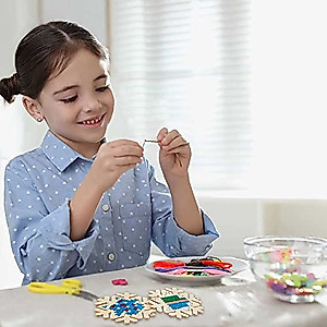 10 pcs Christmas Wooden Cross Stitch Kits Cross Stitch Wood Ornaments Christmas Hanging Decors Craft Christmas Decorations for Christmas Tree Decoration Supplies (Snowflake Style)