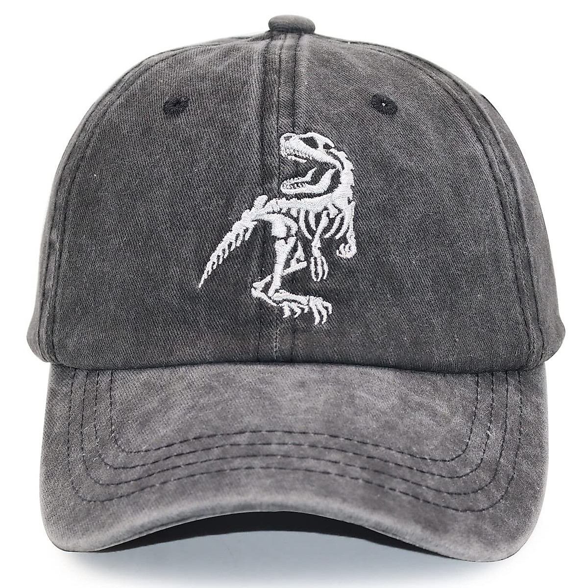 T Rex Skeleton Dinosaur Baseball Cap for Men Women, Vintage Embroidered Cotton Washed Distressed Dad Hat