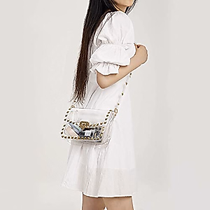 COROMAY Clear Purse for Women, Clear Crossbody Bag Stadium Approved, Fashion Rivet Decor Clear Purses