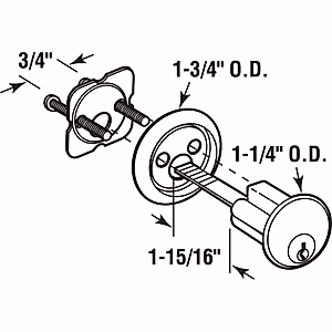 Prime-Line U 9965 Rim Cylinder Lock, 3/4 In. Hole Center, Diecast, Brass Plated, Kwikset (Single Pack)
