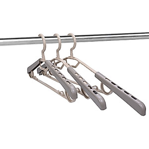 BonDream 6-Pack Heavy Duty Plastaic Extra-Wide Arm 15"-23" Suits Clothes Hangers with Swivel Hooks,Perfect for Coat,Jacket,Dress,Shirt,Trousers or Closet Space Saving,Grey&Tan