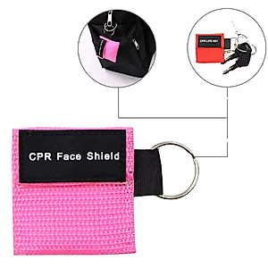 Pack of 25pcs CPR Mask Keychain Ring Emergency Kit SUNYAO CPR Face Shields Pocket Mask for First Aid or AED Training