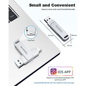 MFi Certified 128GB Photo Stick for iPhone Flash Drive,USB Memory Stick Thumb Drives High Speed USB Stick External Storage Compatible for iPhone/iPad/Android/PC