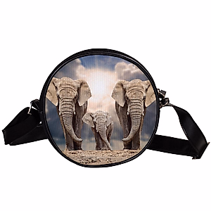 Elephant Animal Crossbody Bag for Women Circle Purse Shoulder Handbag Wallet Crossbody Purse Bag
