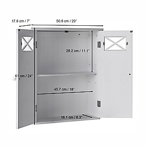 Elegant Home Fashions Dawson Removable Wooden Wall Cabinet with Cross Molding and 2 Doors, White