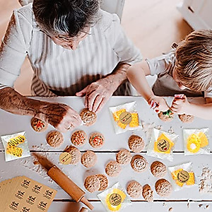 Zonon 200 Pieces Clear Cookie Bags Self Adhesive Cellophane Treat Bags, White Polka Dot Frosted Candy Bags and 240 Pieces Thank You Love Sticker for Cookie Chocolate Jewelry