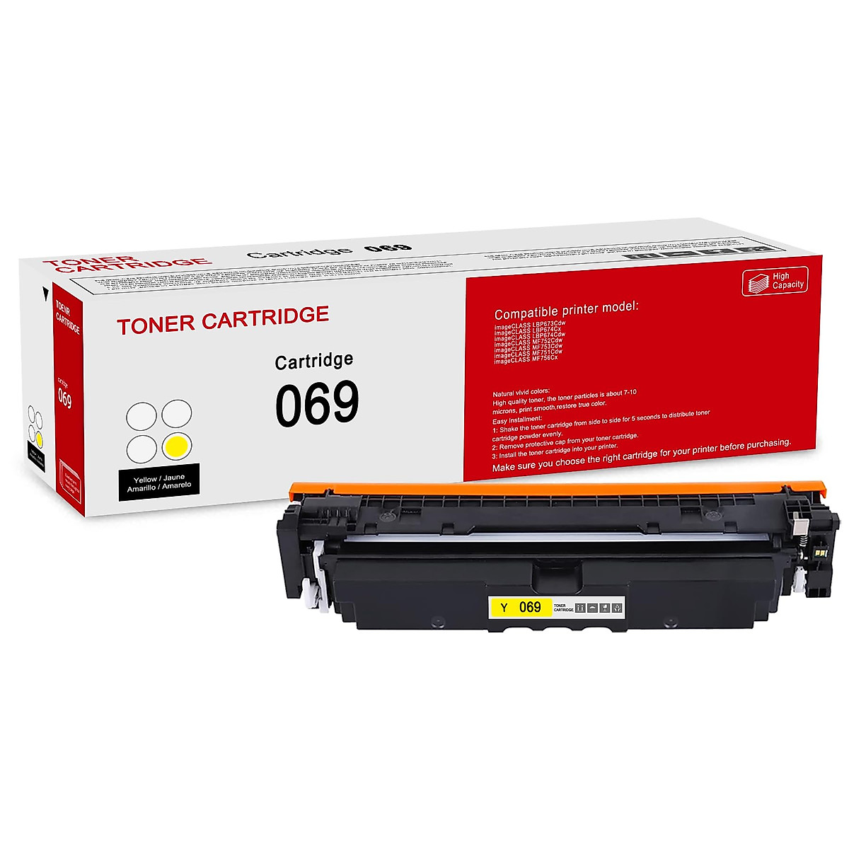1 Pack 069 5091C001 Yellow Toner Cartridge 069 5091C001 Compatible 5091C001 Replacement for Canon imageCLASS LBP673Cdw LBP674Cx LBP674Cdw MF752Cdw MF753Cdw MF751Cdw MF756Cx Printer