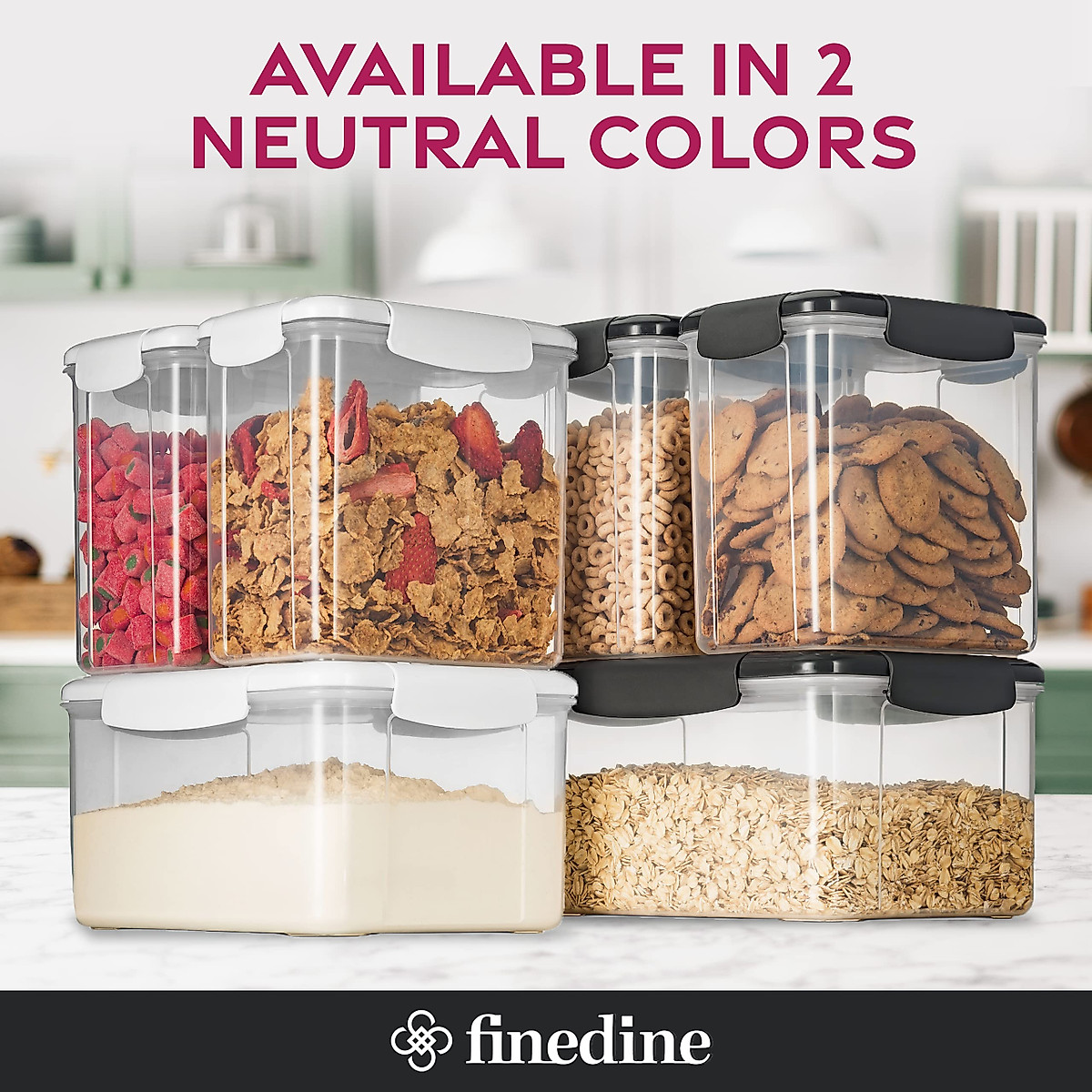 12-Piece Airtight Food Storage 6 Containers With 6 Lids - BPA-FREE Plastic Kitchen Pantry Storage Containers - Dry-Food-Storage Containers Set For Flour, Cereal, Sugar, Coffee, Rice, Nuts, Snacks Etc.