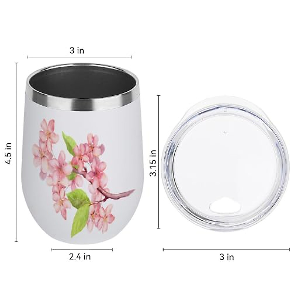 silichee 20 Oz Stainless Steel Wine Tumbler with Lid Apple Blossom Cherry Tree Flowers Insulated Tumblers Vacuum Coffee Mugs for Hot and Cold Drinks,Coffee,Wine
