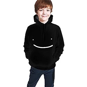 Dreamwastaken Dream Smile Boys Girls Hoodies Teen Pullover Hooded Clothes With Pocket Sweatshirt Medium Black