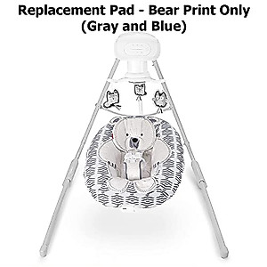 Replacement Part for Fisher-Price Snugabear Hug Cradle 'n Swing - FLG84 ~ Replacement Plush Swing Seat Cover Pad ~ Bear Print ~ Gray and Blue