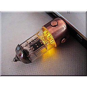 Handmade 256GB Orange Pentode Electron Vacuum Tube USB 3.1 Flash Drive with Wood Stand. Steampunk/Industrial Style