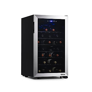 NewAir 20” Wine Refrigerator – 50 Bottle Wine Cooler, Single Zone Freestanding Wine Fridge in Stainless Steel, Wine Chiller with Adjustable Racks and Exterior Digital Thermostat for Kitchen and Bar